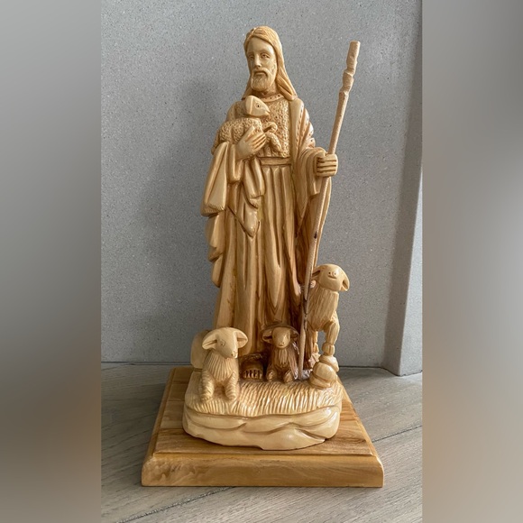 Art | Olive Wood Statue Of Jesus Christ The Good Shepherd | Poshmark